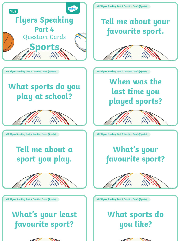 T e 1681893857 Esl Yle Flyers Speaking Part 4 Question Cards Sports ...