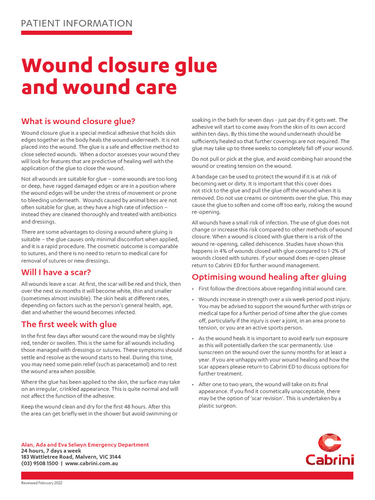 Wound Closure Glue and Wound Care | Download Free PDF | Wound | Adhesive