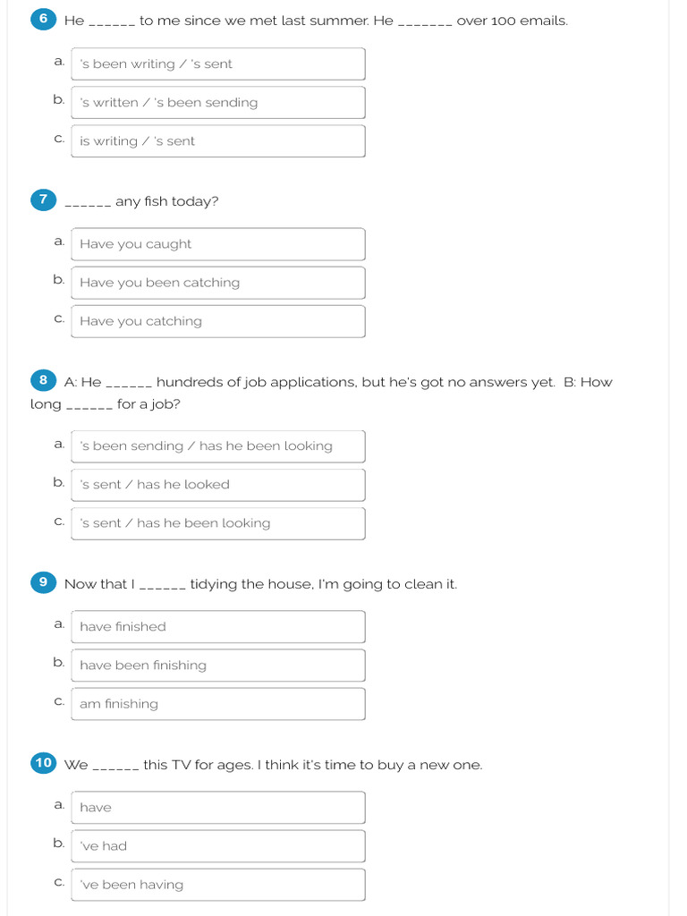 Present Perfect Simple and Present Perfect Continuous - Page 2 of 3 ...