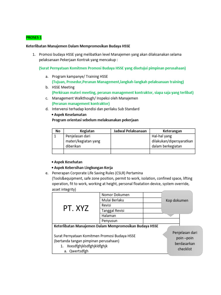 Contoh Dok HSE Plan Pedoman 2020 | PDF | Pengelolaan Keuangan & Uang