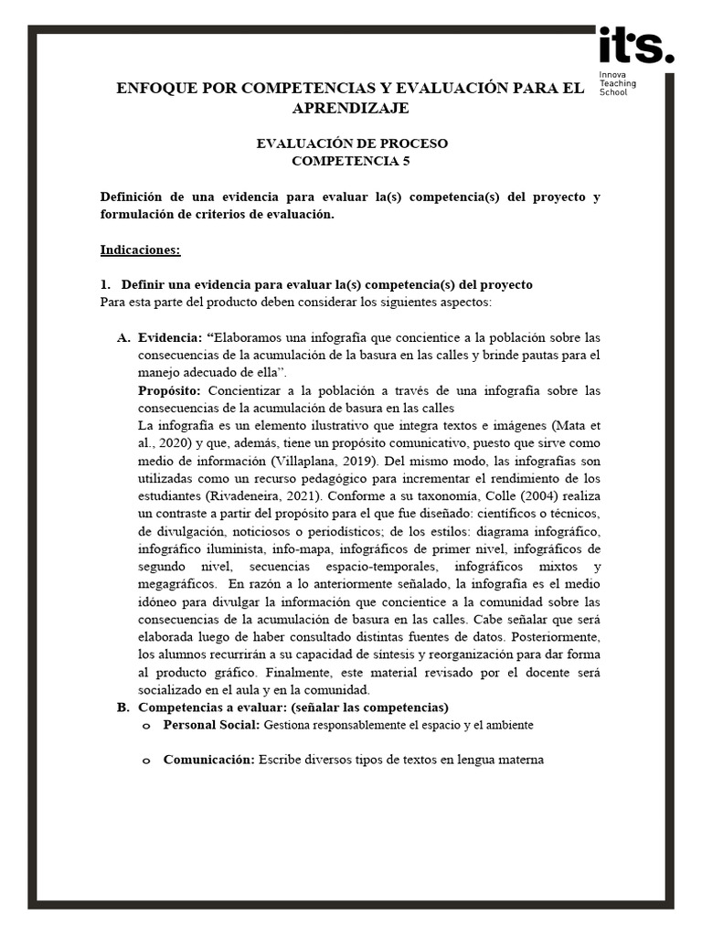 G3 - ENFOQUE POR COMPETENCIAS Y EVALUACIÓN PARA EL APRENDIZAJE - Evaluación Certificadora 2 ...