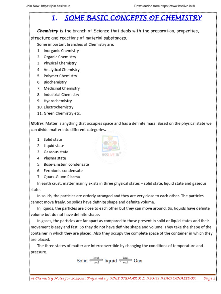 Hsslive XI CH 1 Chemistry Notes by Ak | PDF | Mole (Unit) | Significant ...