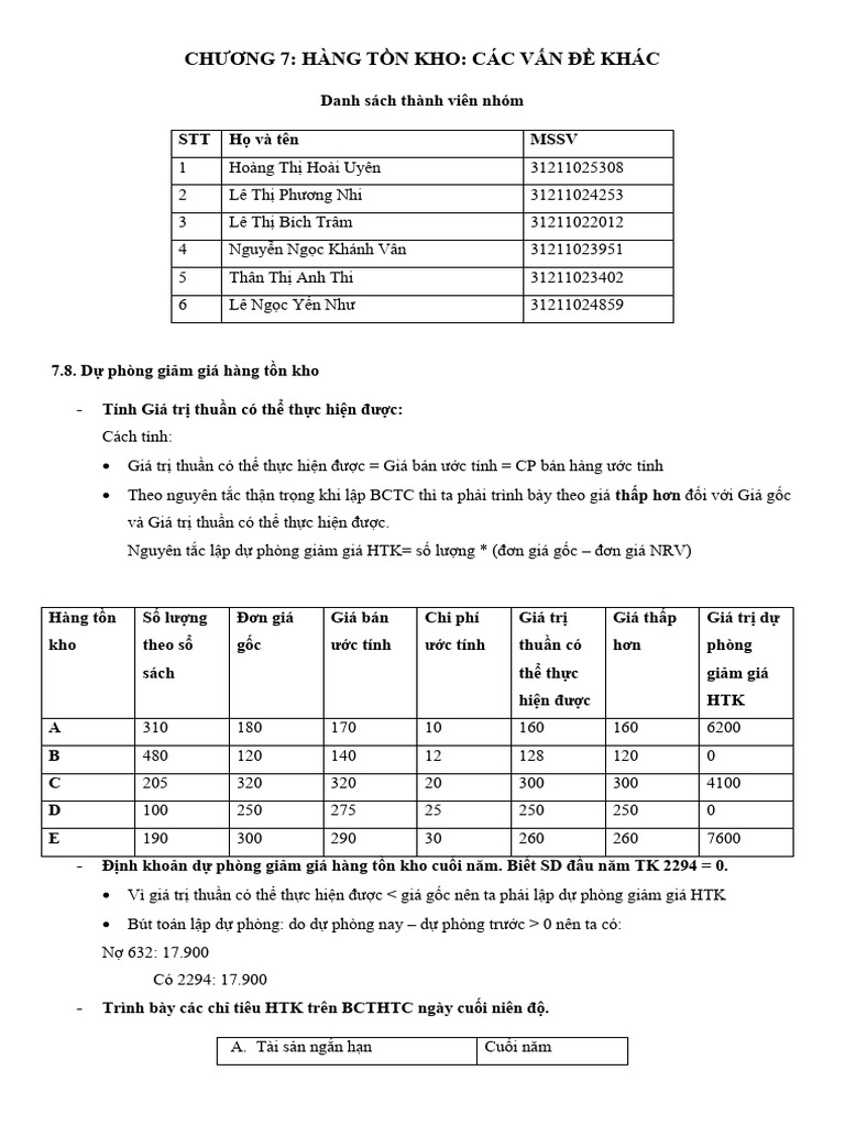 KTTC Chương 7 | PDF