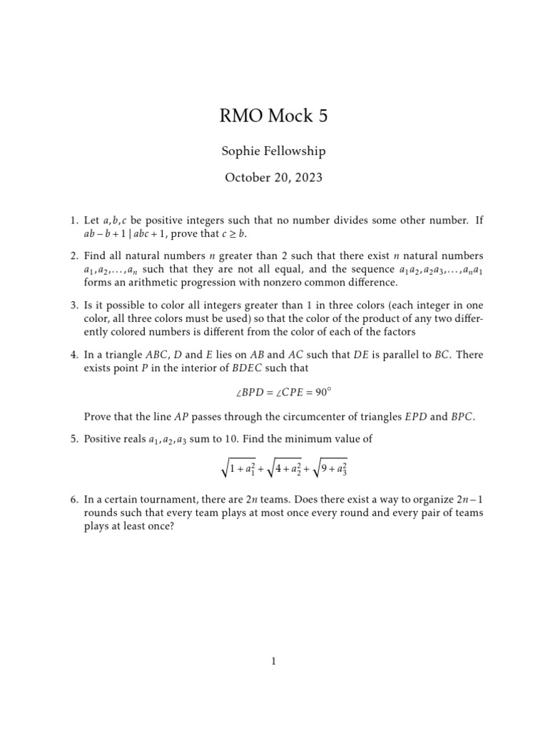Sophie RMO Mock 5 | PDF