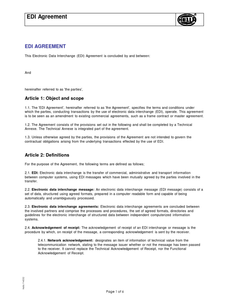 EDI Agreement Hella Signature | Download Free PDF | Electronic Data Interchange | Information