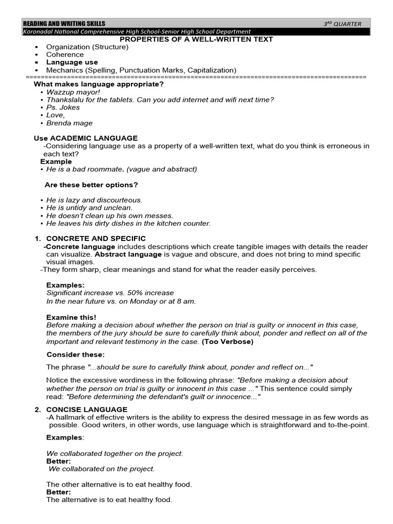 Handouts Q3 L3 Language-Use RWS | PDF