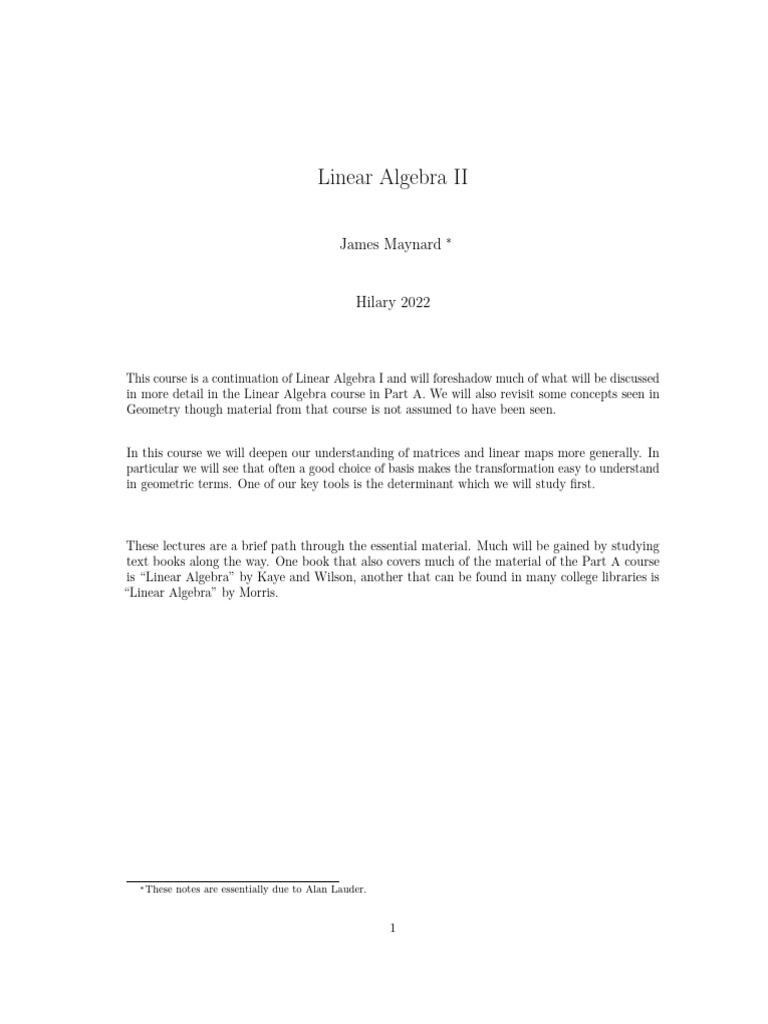 Linear Algebra Ii Pdf 