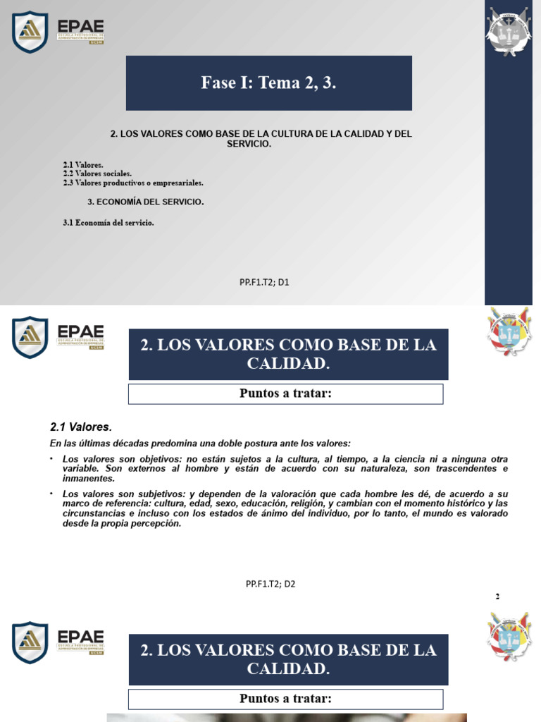 Fase I - Tema 2,3 - Los Valores y Economía Del Servicio | PDF