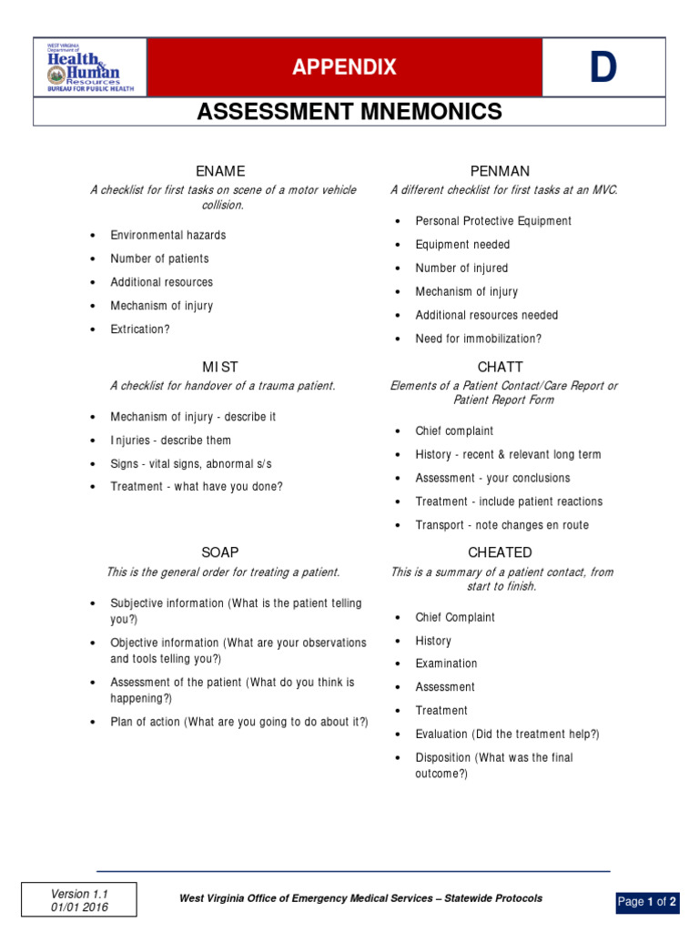 Appendix D Assessment Mnemonics | PDF