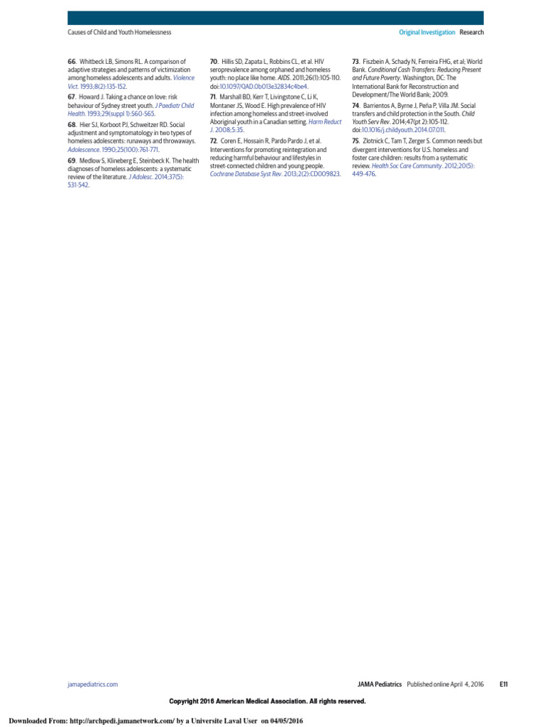 Causes of Child and Youth Homeless in Developed and Developing Countries A Systematic Review ...