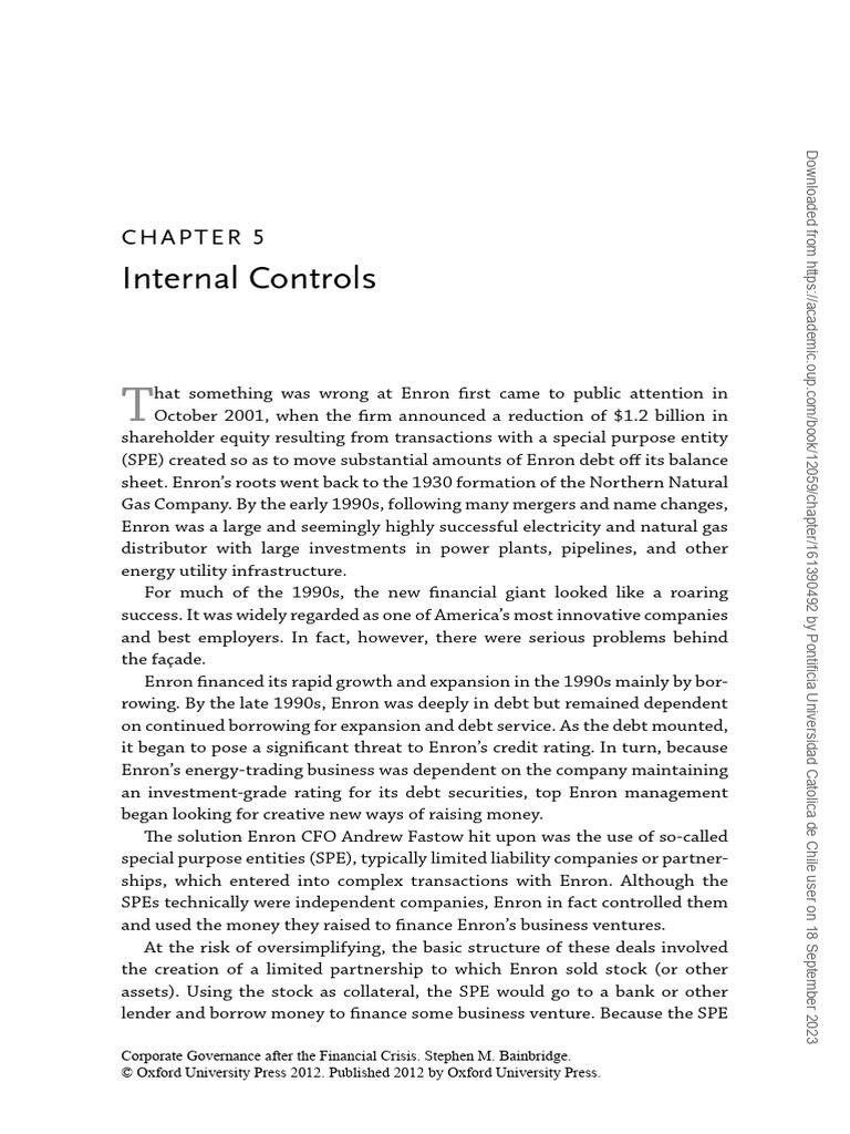 Internal controls | PDF | Sarbanes–Oxley Act | Internal Control