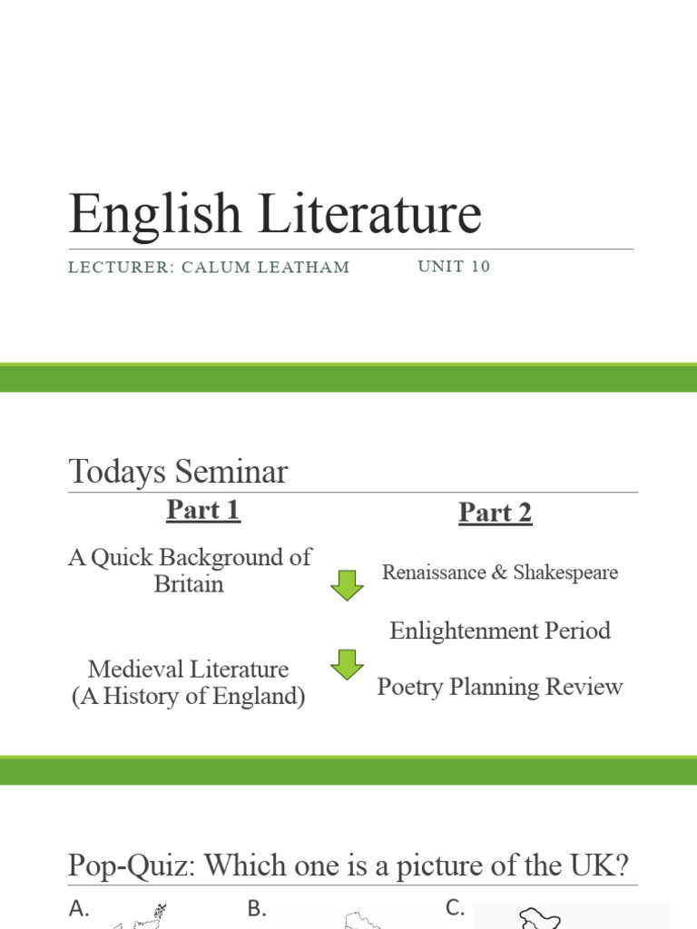 English Lit - Unit 10 | PDF | Kingdom Of England | Beowulf