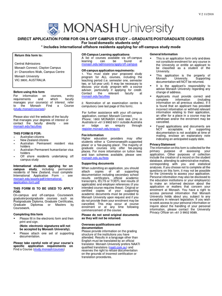 Monash university | PDF | Postgraduate Education | Diploma