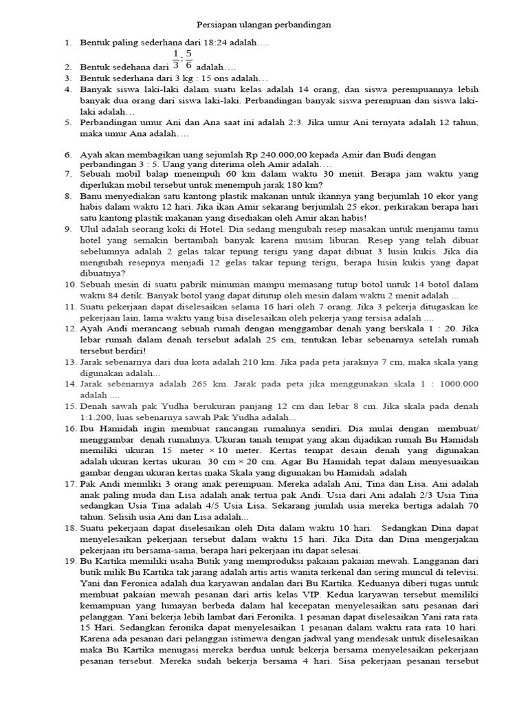 Perbandingan Kelas 7 | PDF