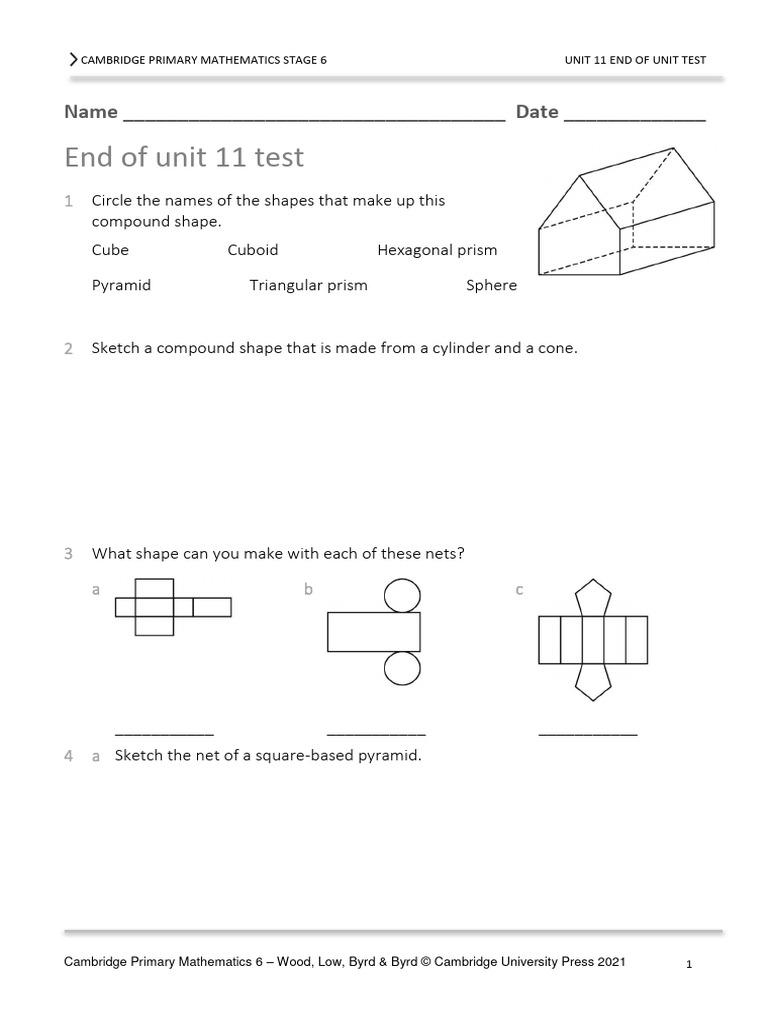 Unit 11 Test: Volume & Surface Area | PDF | Volume | Litre