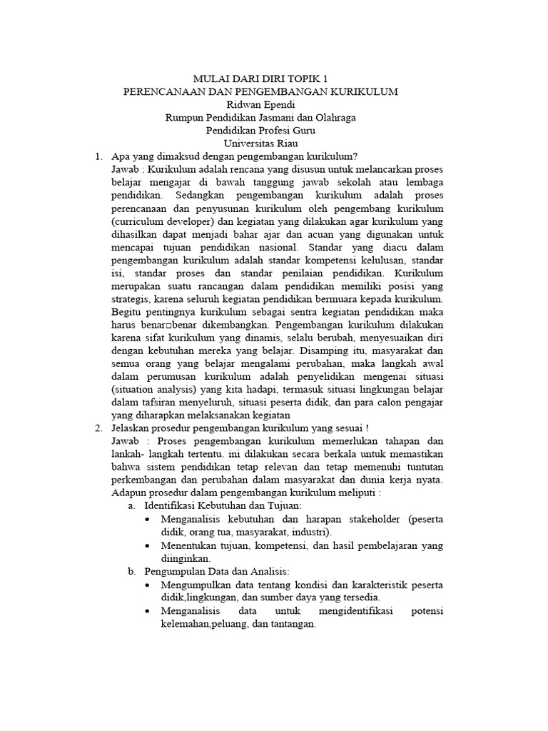 Mulai Dari Diri Topik 1 - 7 | PDF