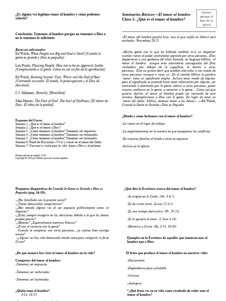 1 El Temor Al Hombre Definición Folleto | PDF