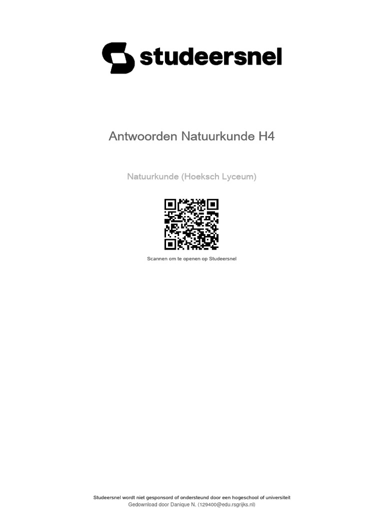 Antwoorden Natuurkunde h4 | PDF
