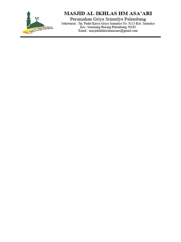 Kop Surat Masjid Al-Ikhlas HM Asaari | PDF