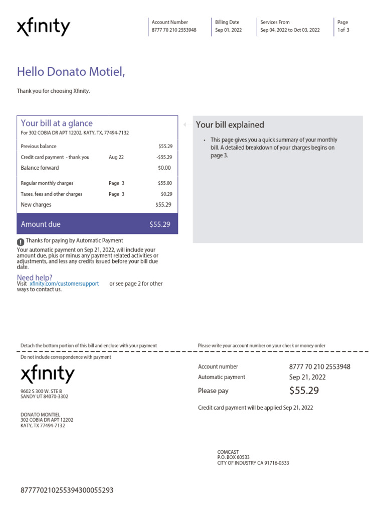 Bill Xfinity Donato Montiel | PDF | Service Industries | Payments