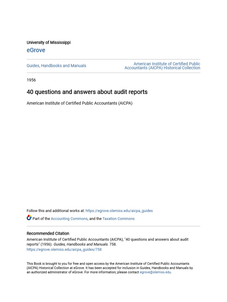 40 Questions and Answers About Audit Reports | PDF | Audit | Accounting