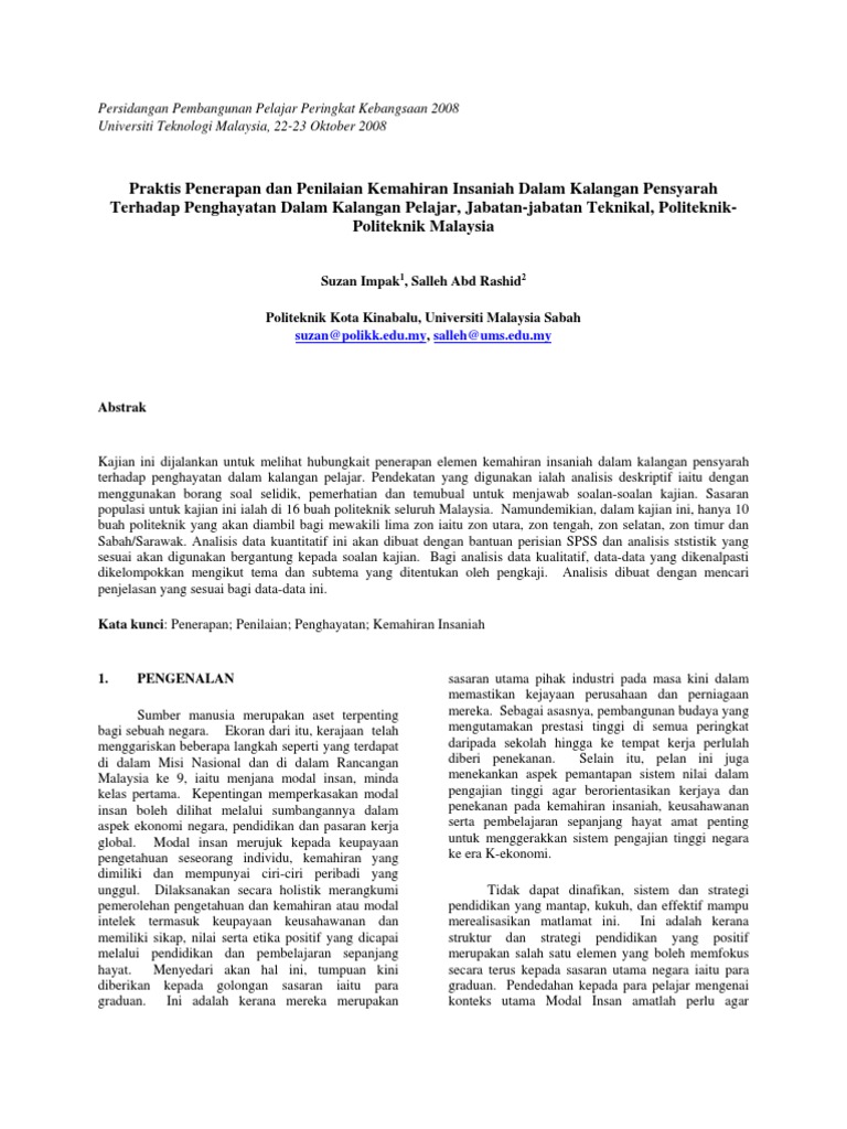 4D-Praktis Penerapan Dan Penilaian Kemahiran Insaniah | PDF