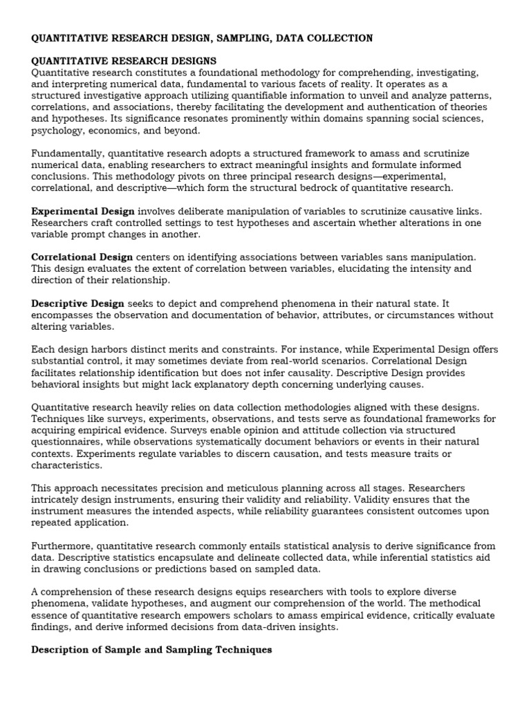 Quantitative Research Design | PDF
