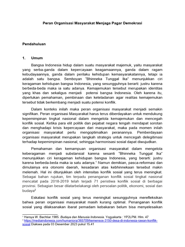 Peran Organisasi Masyarakat dalam Demokrasi | PDF