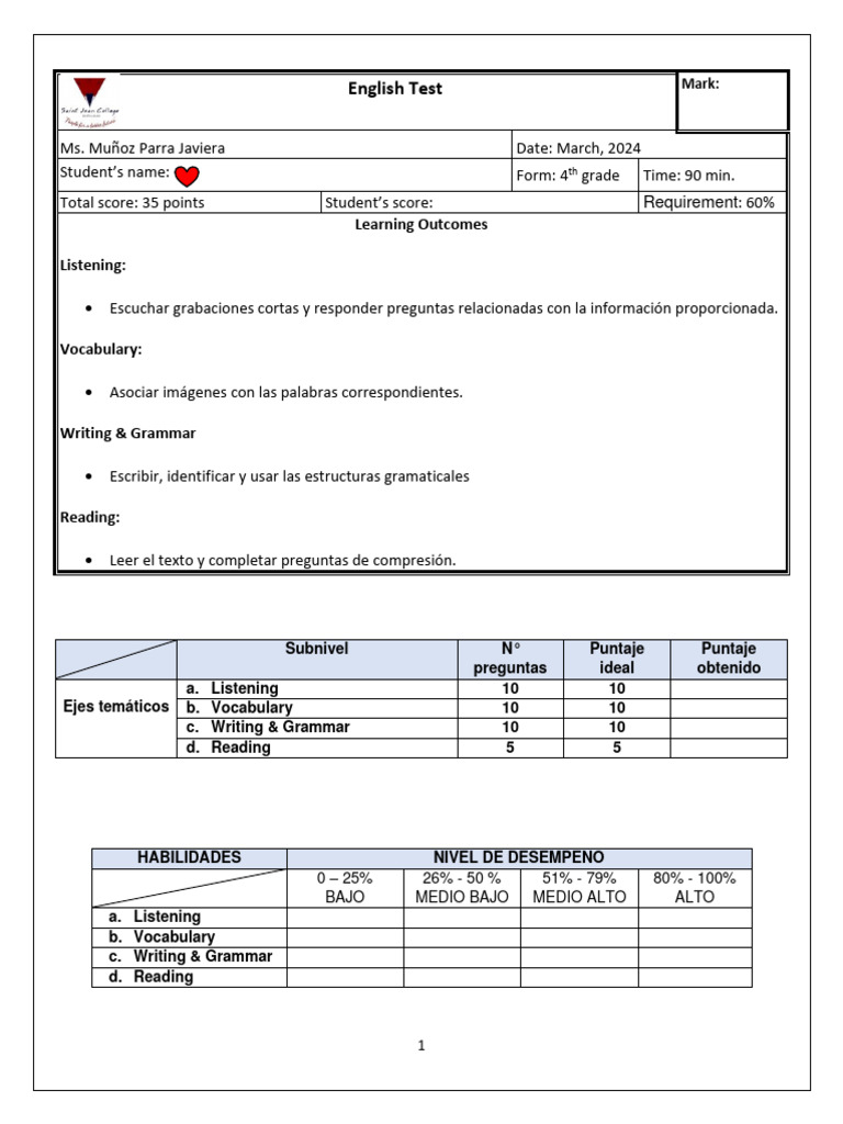 4th Grade - GLOBAL | PDF | Artes del Lenguaje y Comunicación