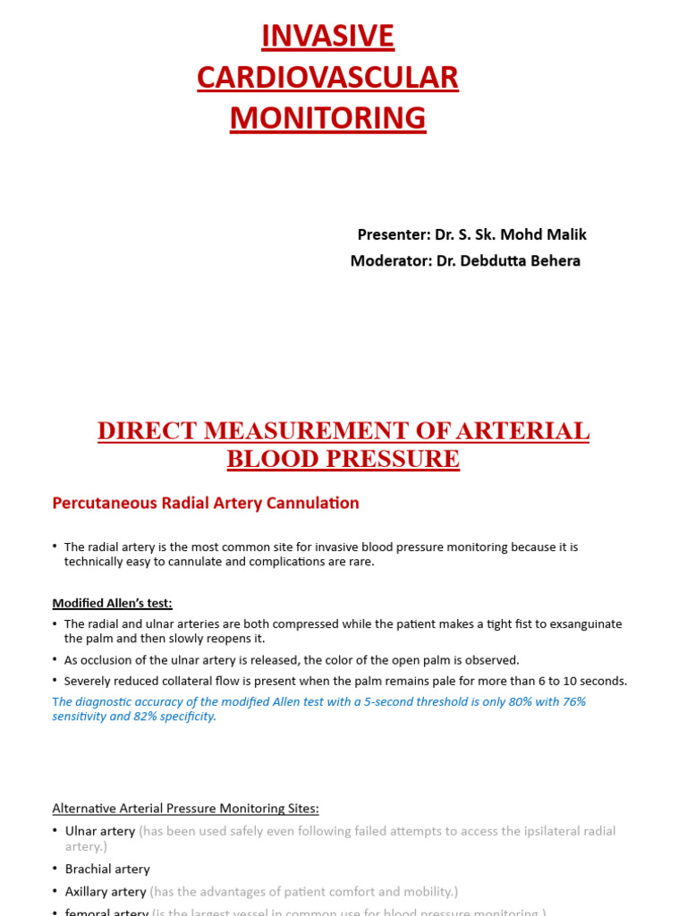 Invasive Cardiovascular Monitoring Techniques | PDF