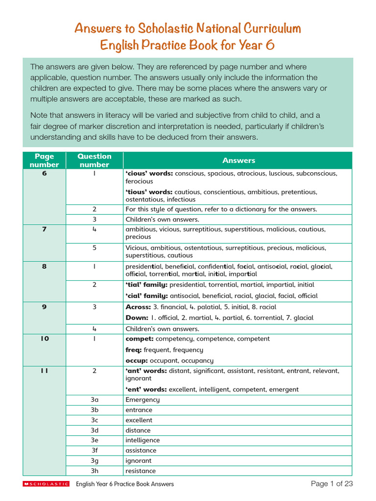 English Practice Book Year 6 Answers 1911642 | PDF | Sun | Earth