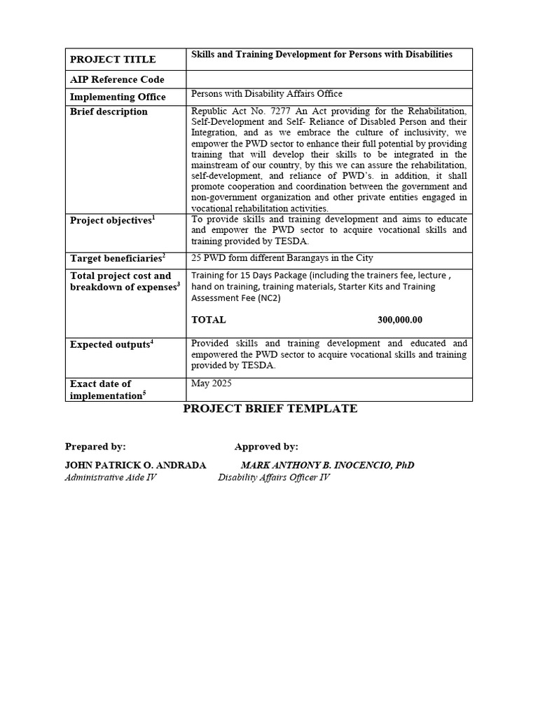 Skills and Training Development For PWDs 1 | PDF