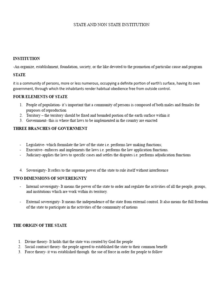 Non-State Institutions Overview | PDF | Sovereignty | Banks
