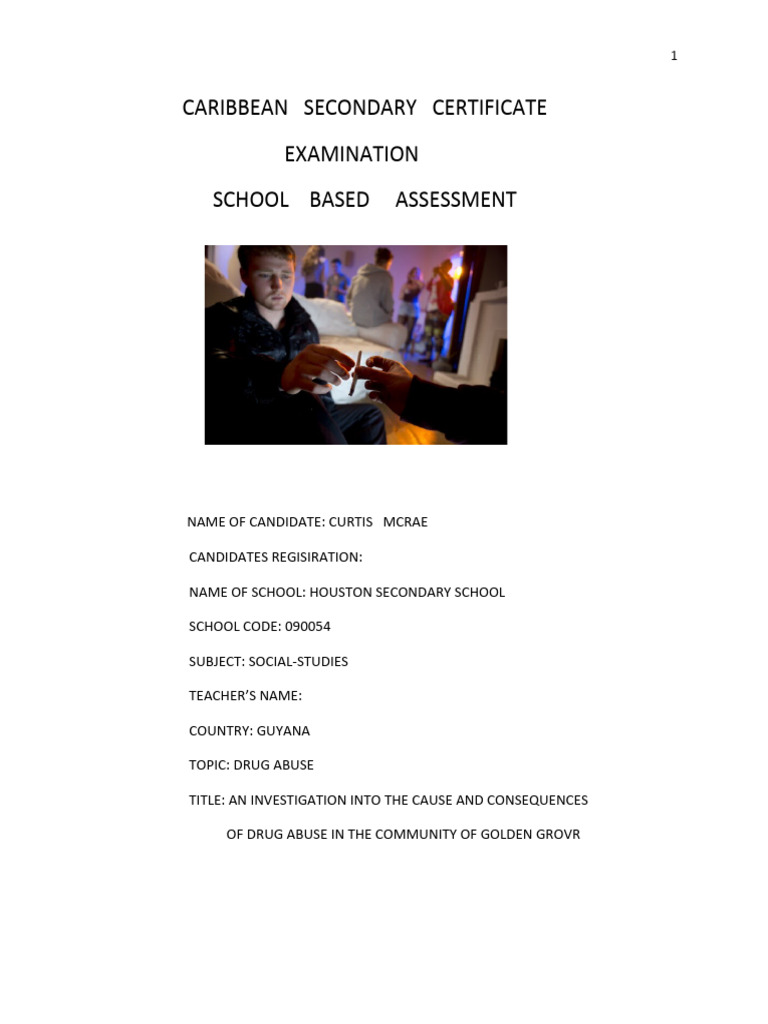 Curtis Mcrae Social-Studies Sba | PDF | Questionnaire | Substance Abuse