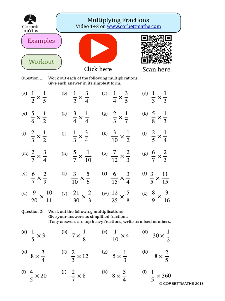 Ws on Multiplying Fractions With Solutions | PDF | Multiplication ...