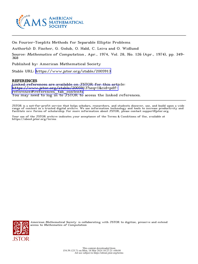 On Fourier Toeplitz Methods For Separable Elliptic Systems Pdf Factorization Matrix