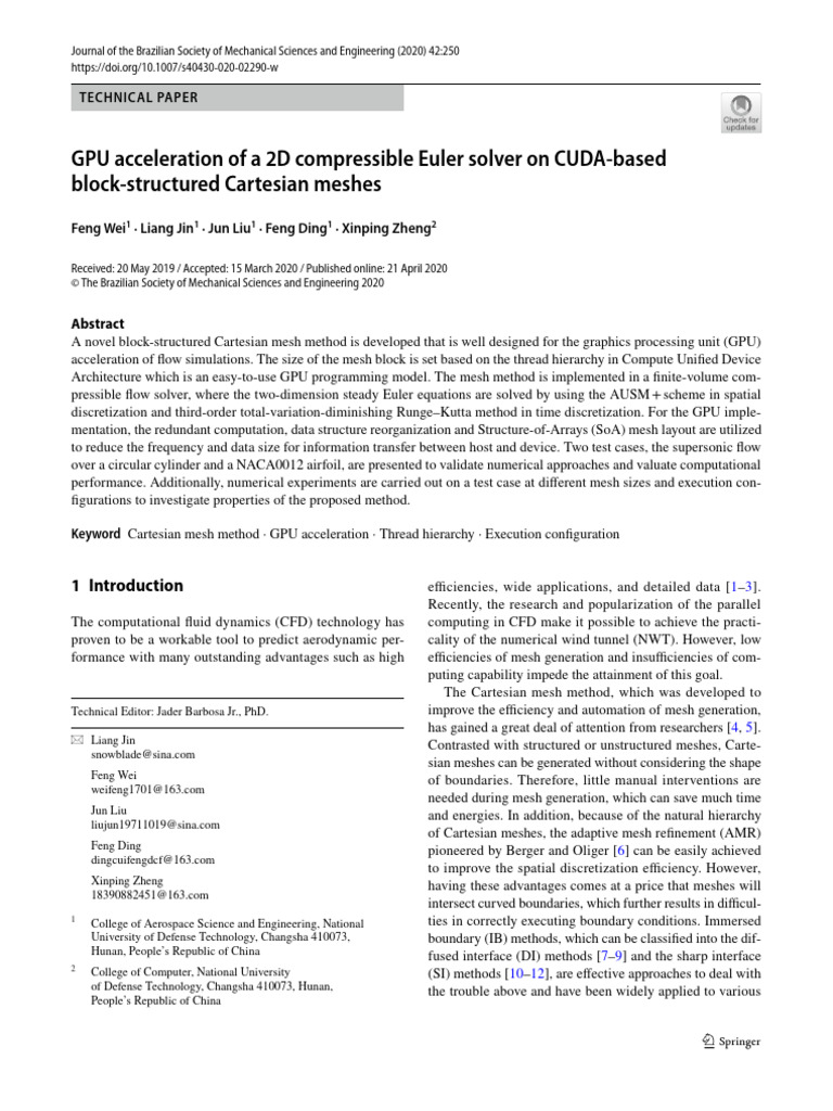 Gpu Acceleration Of A 2d Compressible Euler Solver On Cuda Based Pdf