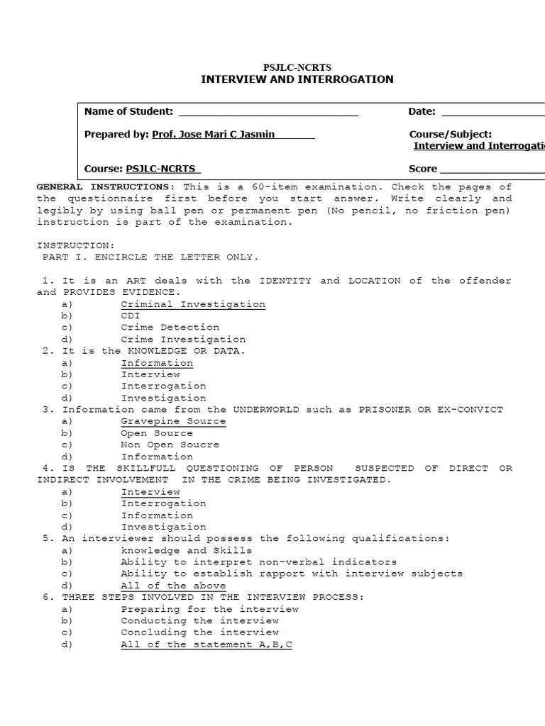 interview-and-interrogation-examdocx | PDF | Confession (Law) | Interrogation