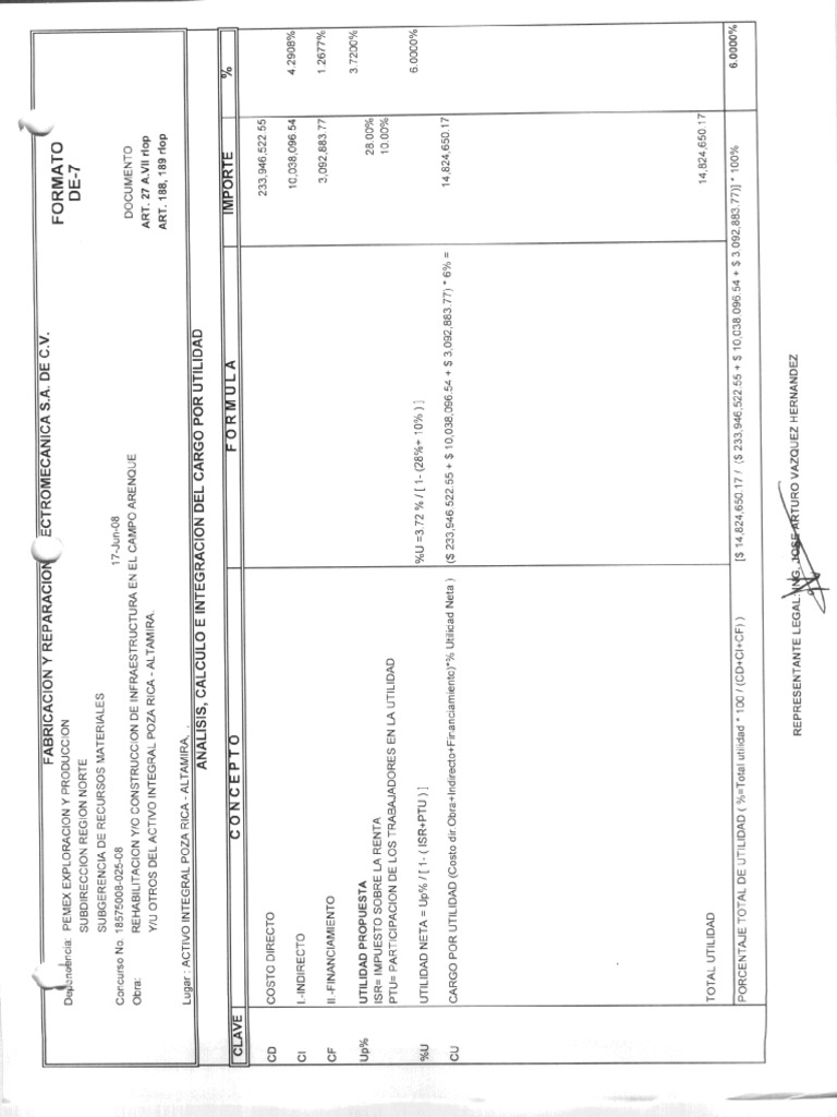 Formato De-7 Fyresa | PDF