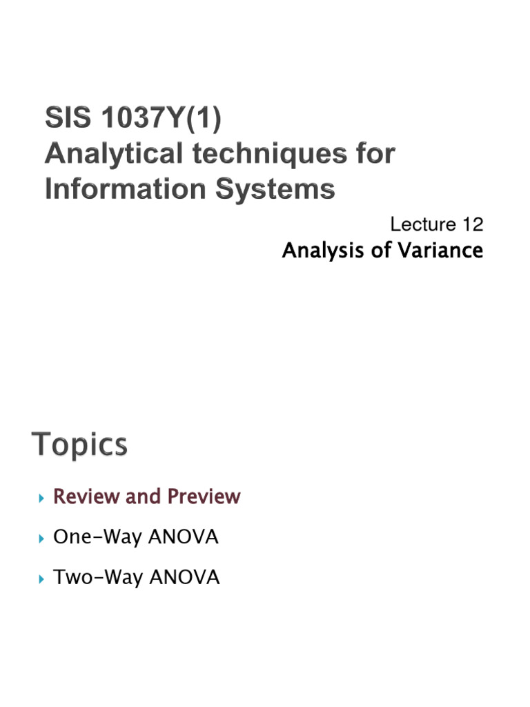 Week10 One and Two Way Anova | PDF | Analysis Of Variance | P Value