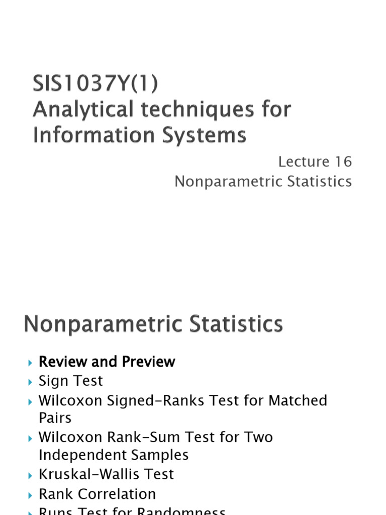 Week11 Non Parametric Pdf Statistical Hypothesis Testing Mann 6643