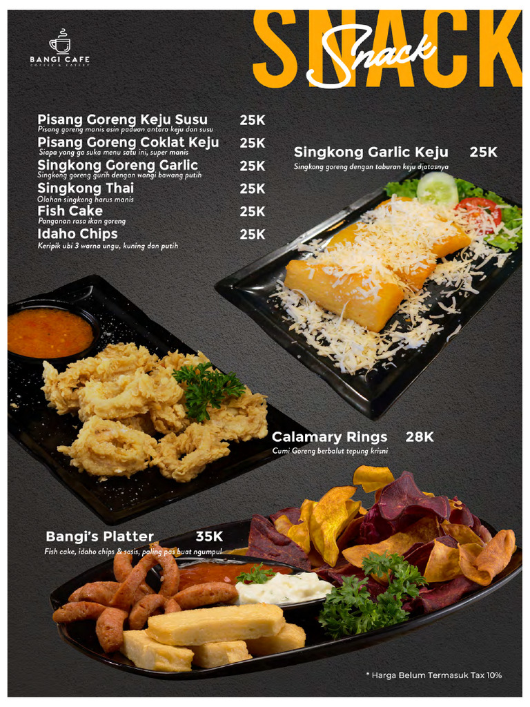 Menu Bangi Cafe Sunset Makassar | PDF