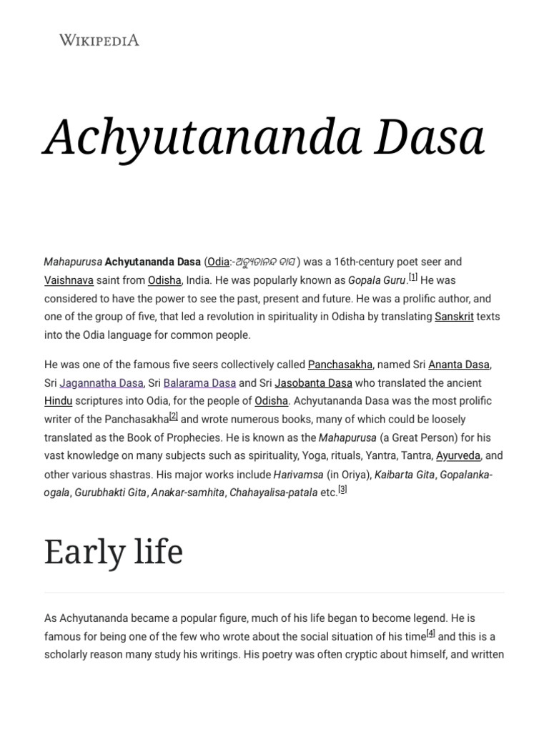 Achyutananda Dasa - Wikipedia | PDF | Indian Philosophy | Indian Religions