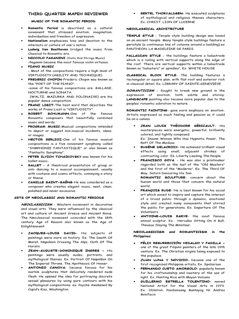 Reviewer 3rd Q | PDF | Romanticism | Anatomical Terms Of Motion