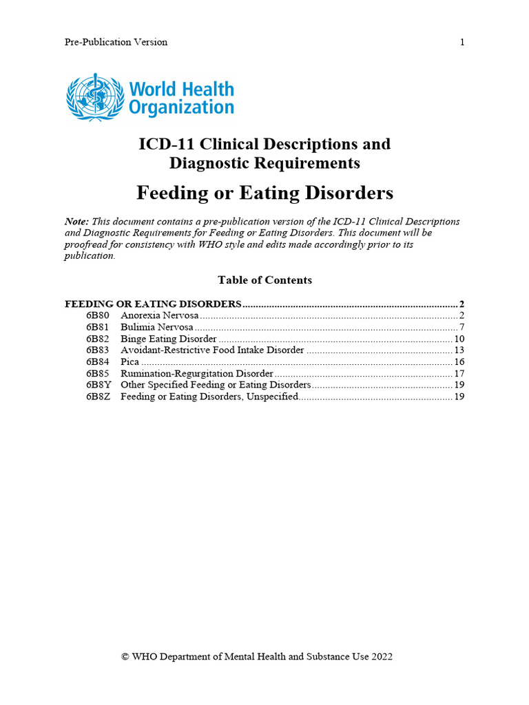 ICD-11 Eating Disorders Guide | PDF | Anorexia Nervosa | Eating Disorder