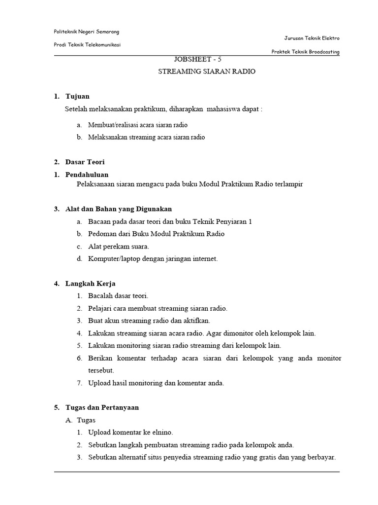 Jobsheet 5 | PDF | Teknologi & Rekayasa