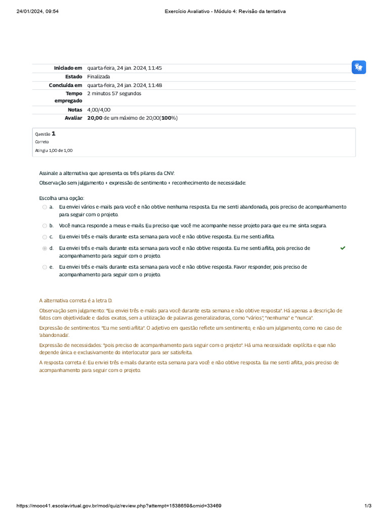 Exercício Avaliativo - Módulo 4 - Revisão Da Tentativa | PDF