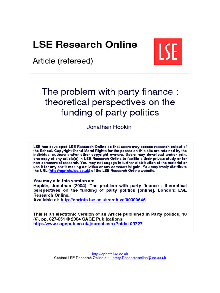 The Problem with Party Finance | PDF | Political Parties | Democracy