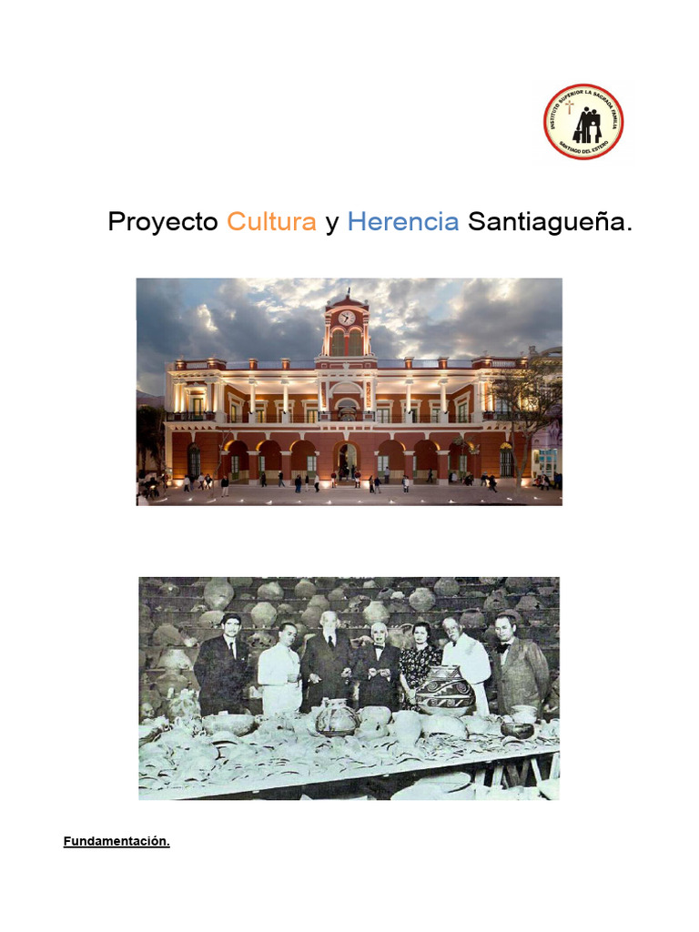 Proyecto Cultura y Herencia Santiagueña | PDF | Aprendizaje | Salón de ...