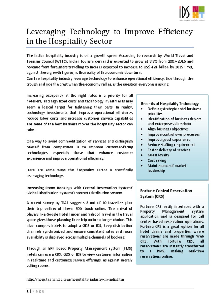 Leveraging Technology To Improve Efficiency in The Hospitality Sector ...